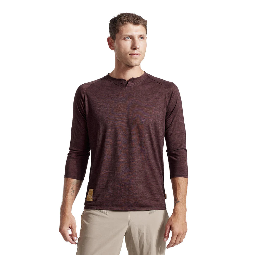 Pearl Izumi Canyon Merino 3/4 Sleeve MTB Jersey - Black-Russet Heather ...