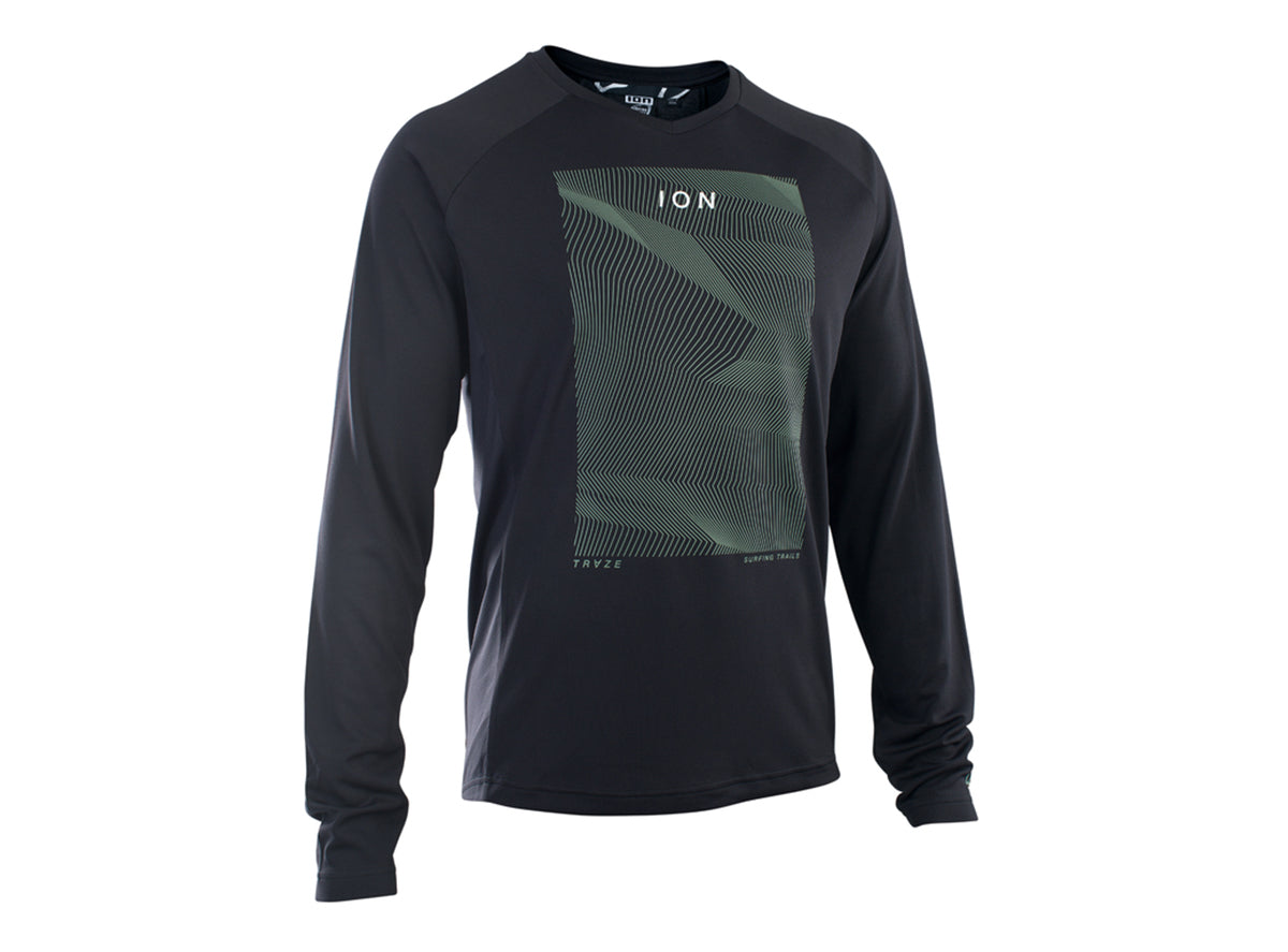 ION Traze Long Sleeve MTB Jersey - Black - 2023 - Cambria Bike