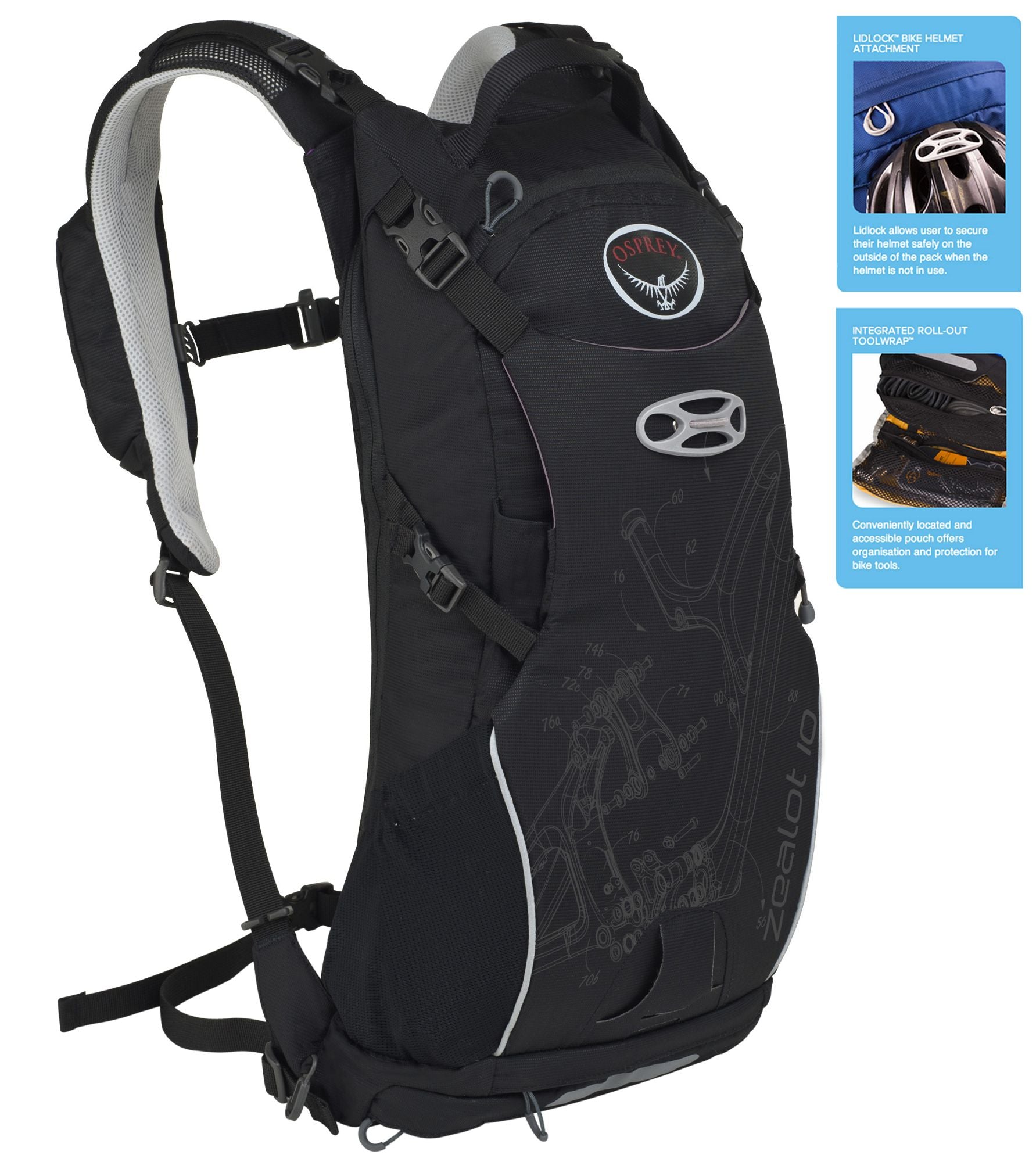 Osprey Zealot 10 Backpack - Pitch Black – Cambria Bike